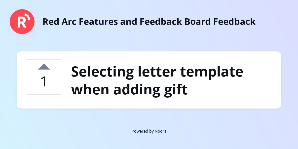 Selecting letter template when adding gift | Letter Box | Red Arc ...